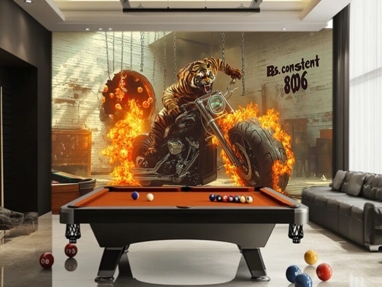 Tranh Dán Quán Bida Hình Hổ 3D Cực Ngầu | Tranh Bi-a DS Decor